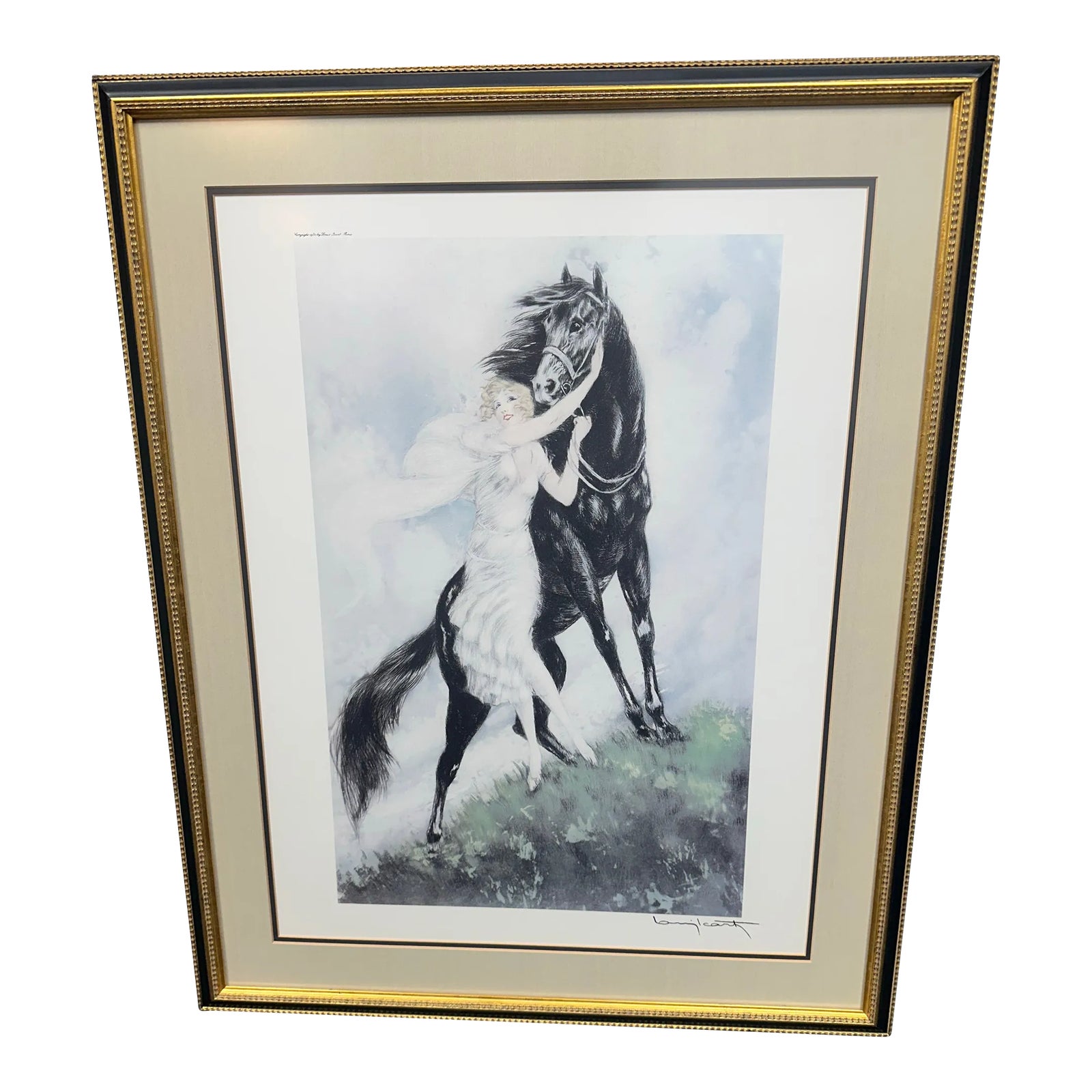 Louis Icart "Youth" Girl W/ Horse 30"x 24"x 1" 1930 Framed Signed Print ...