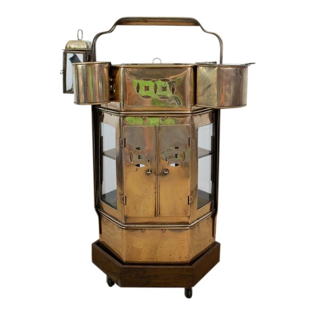 Mid-Century Brass Asian Noodle Cart | Chairish