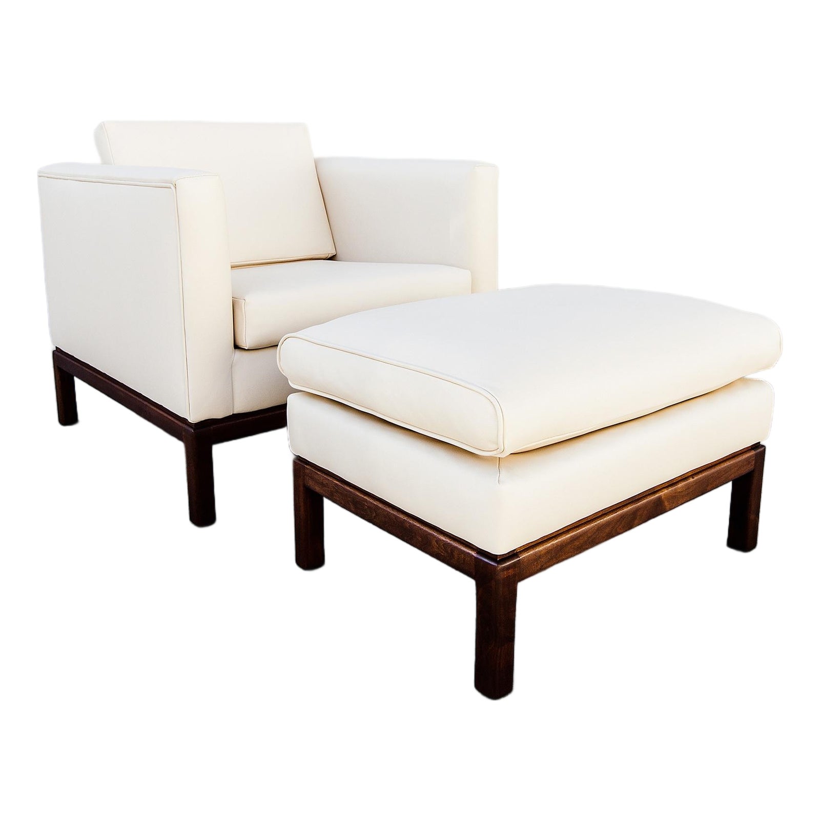 Restored Mid Century Modern Knoll Style Leather Club Chair & Ottoman ...