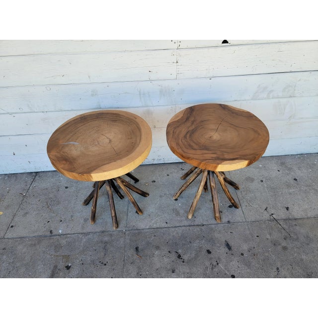 1990s Two Wooden Side Tables - a Pair | Chairish