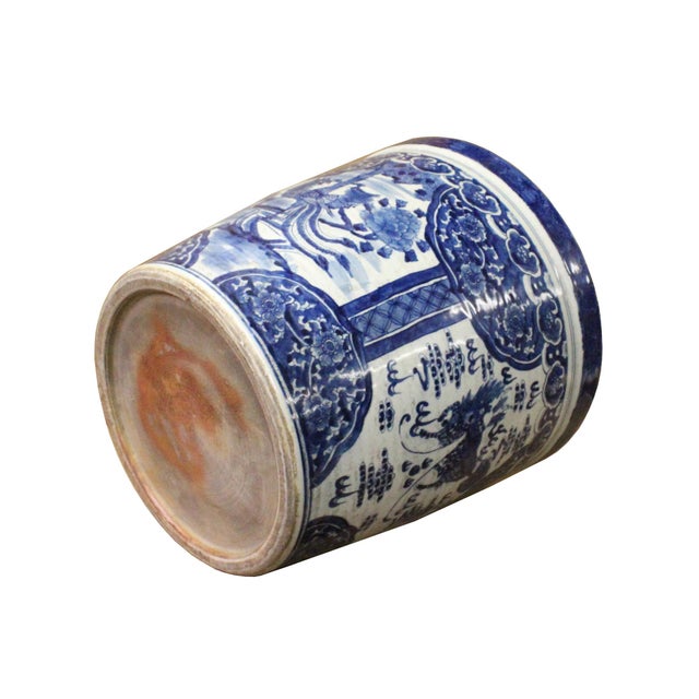 Chinese Blue White Kirin Flower Porcelain Pot Vase | Chairish