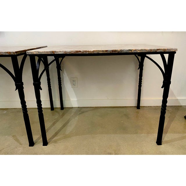 Vintage 1920s Addison Mizner Side or Console Tables in Marble and ...