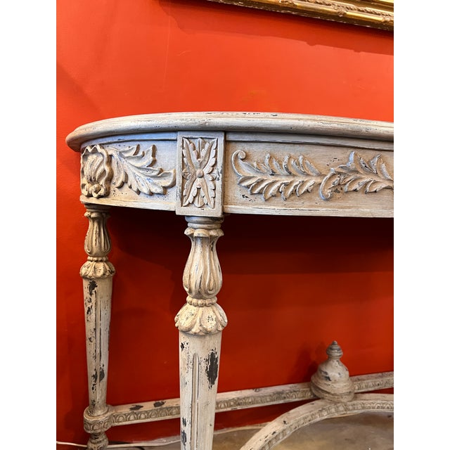 Large Neoclassical Console Table With Antique Grey Finish and Fine Wear ...