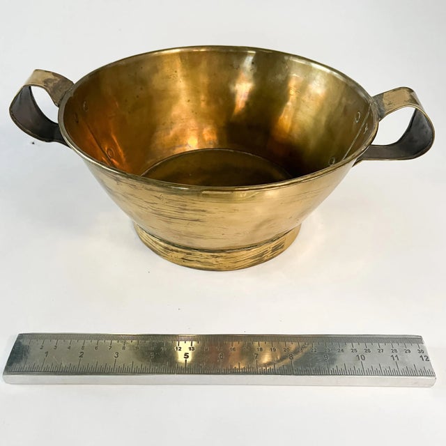 Vintage Brass Bowl with Side Handles | Chairish