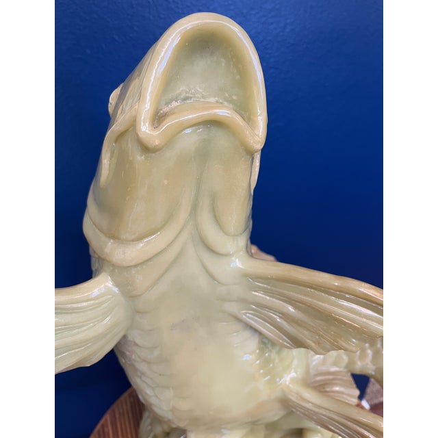 Large Jumping Chartreuse Koi Statue Vintage | Chairish