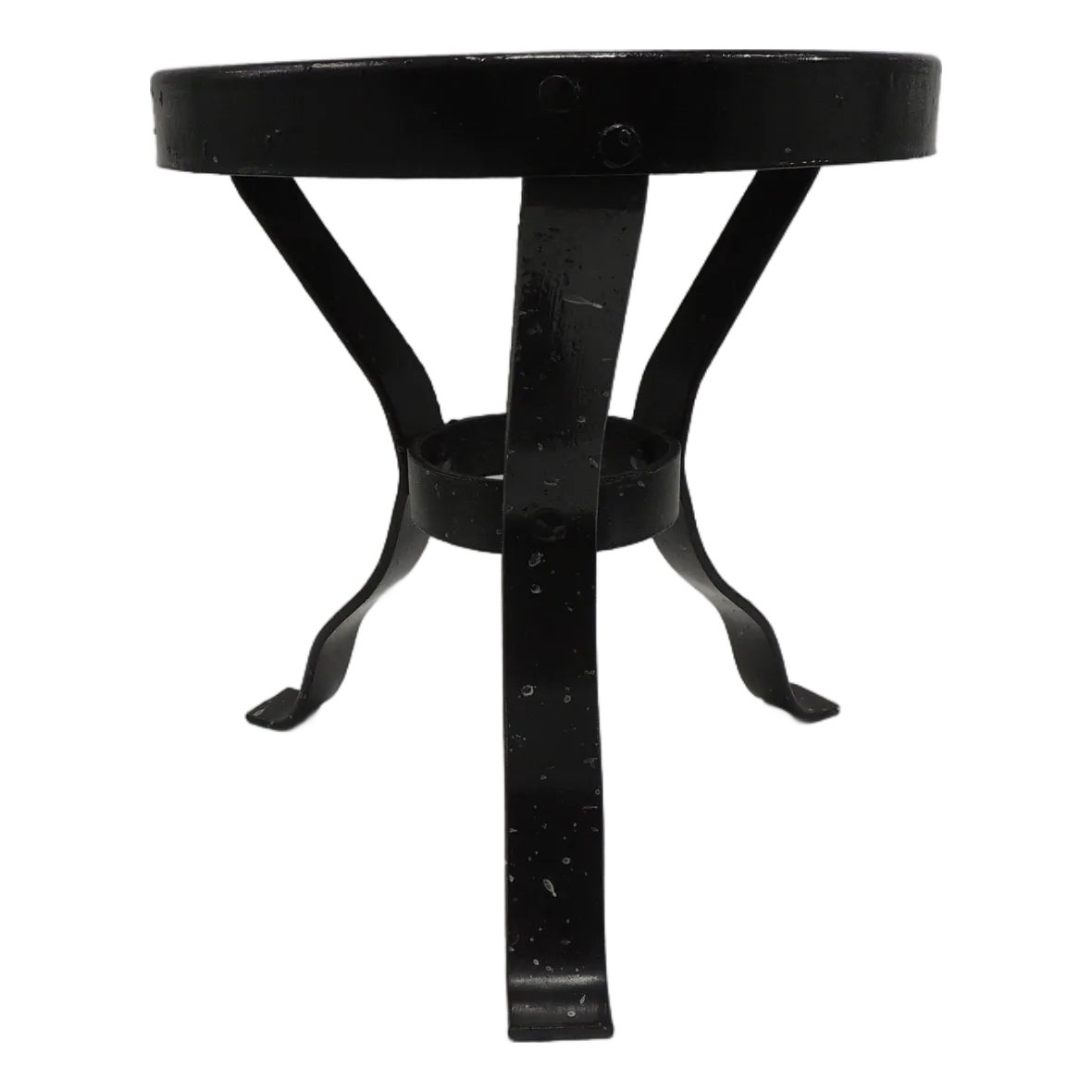 Vintage Black Painted Black Metal Round Milking Stool | Chairish