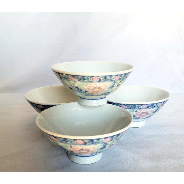 Late 20th Century Vintage Chinese Porcelain Pink and Blue Flower Asian ...