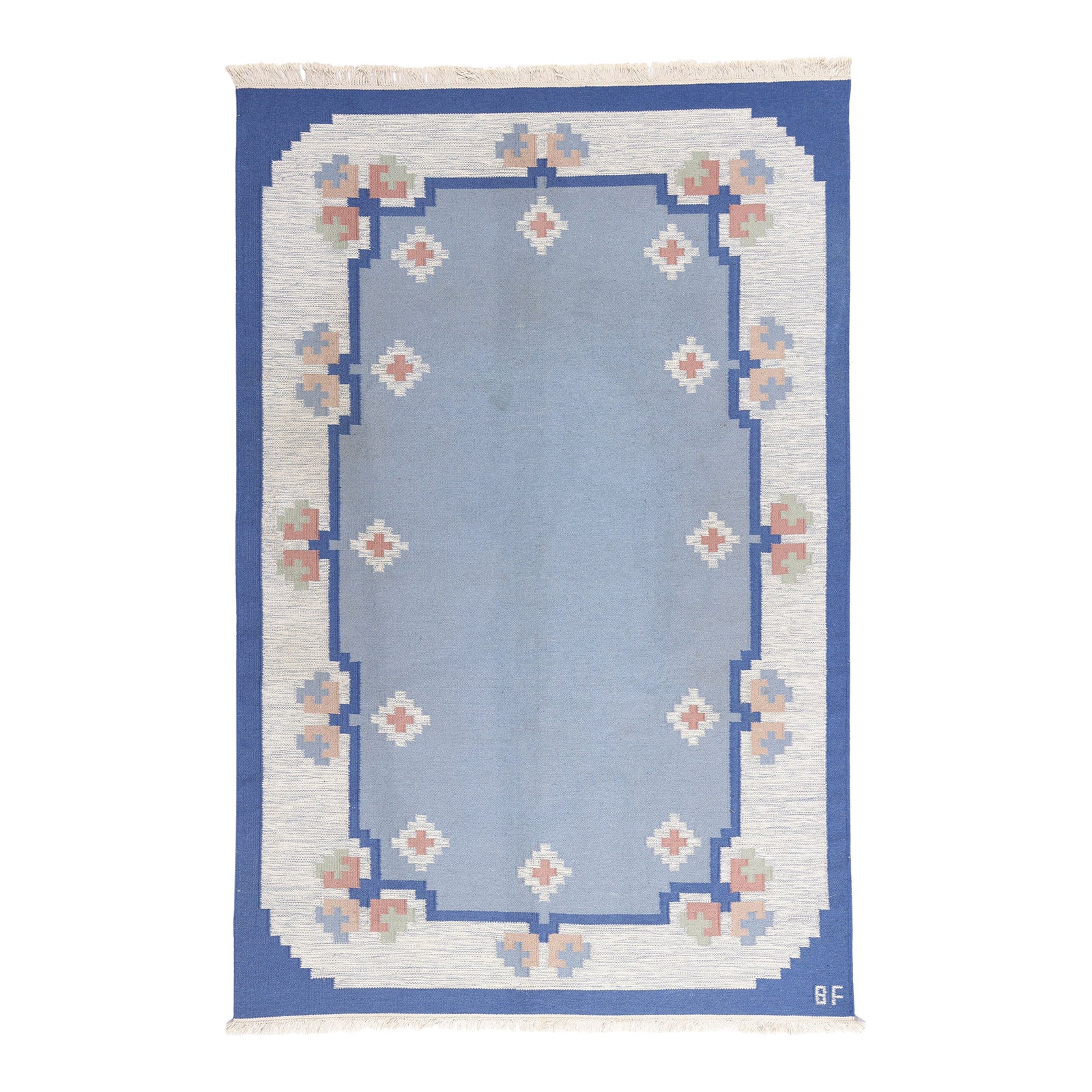 Barbro Fagerholm Vintage Swedish Rollakan Rug, 06'06 X 09'09 | Chairish