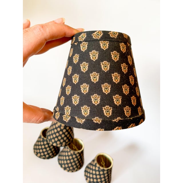 Vintage Block Print Chandelier Lamp Shades - Set of 5 | Chairish