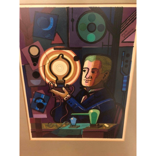 1960s Vintage Thom Vromen Signed Colored Lithograph Print of Thomas ...