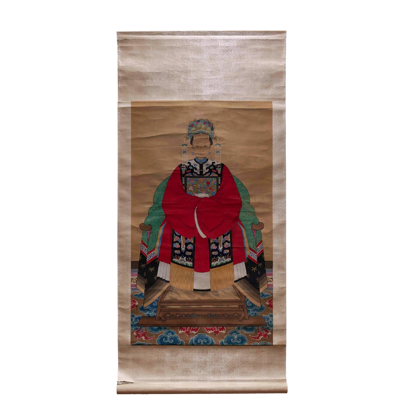 Pair of 19th Century Chinese Hand Painted Empress & Emperor Scrolls ...