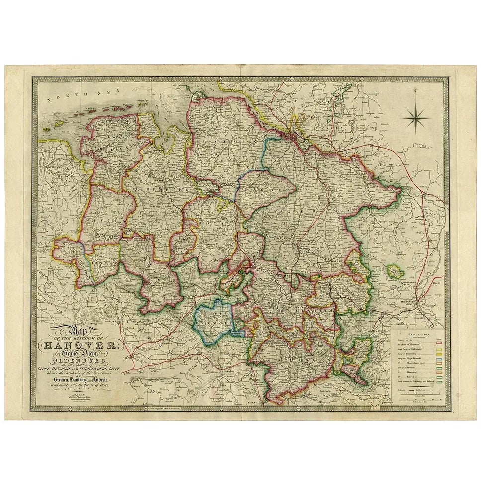 Map of Northern Germany, 1854 | Chairish