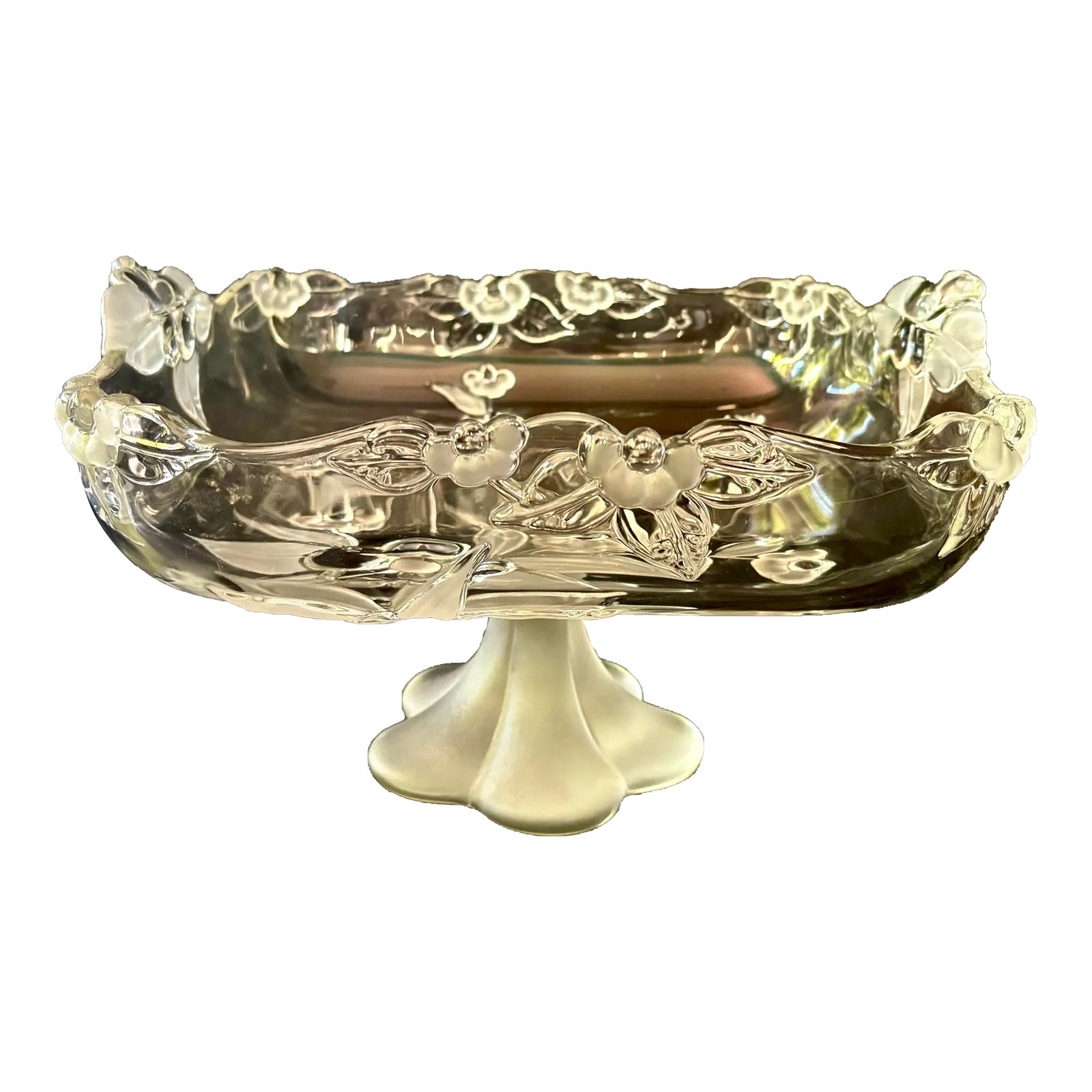 Mikasa "Spring Medley" Footed Cake Plate – Frosted Glass Pedestal Deep ...