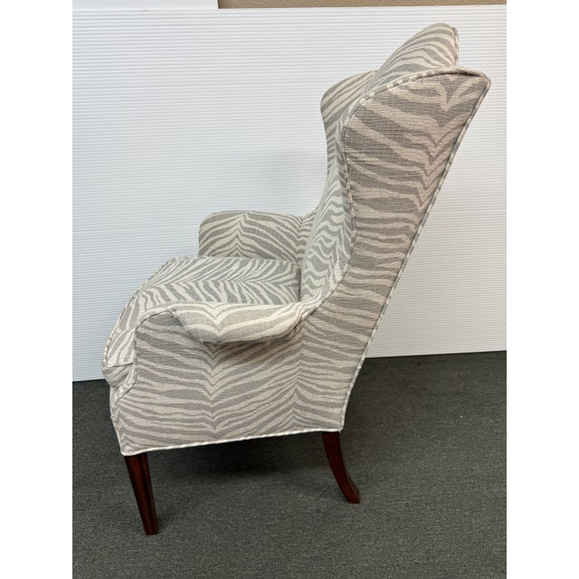 Custom Design Wingback Zebra Print Arm Chair | Chairish