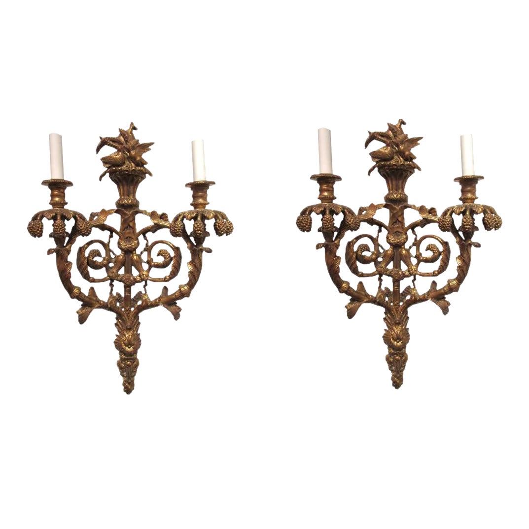 Pair of Traditional Italian Hand-Carved Light Sconce | Chairish
