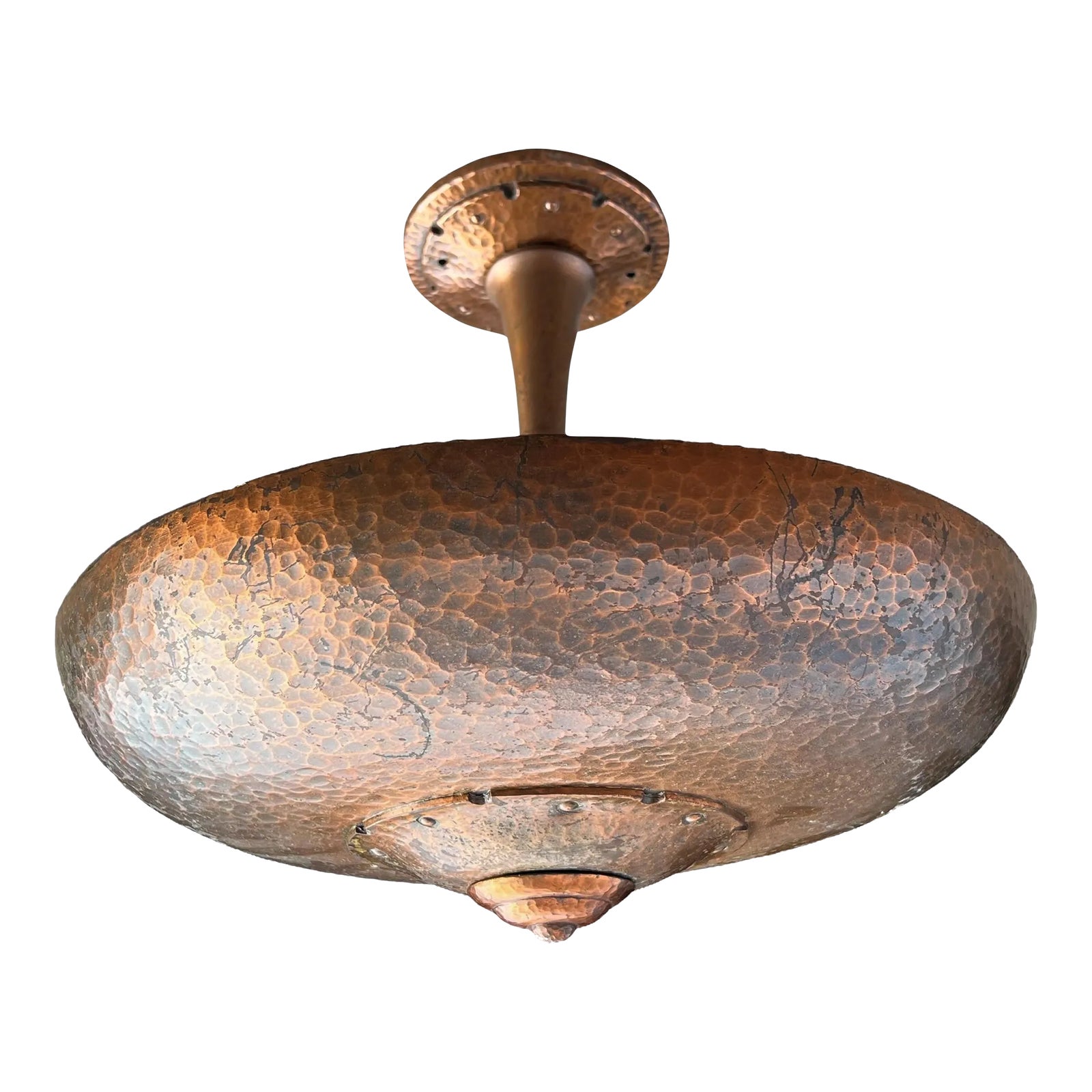 Early 20th Century American Art Deco Hammered Copper Light Fixture ...