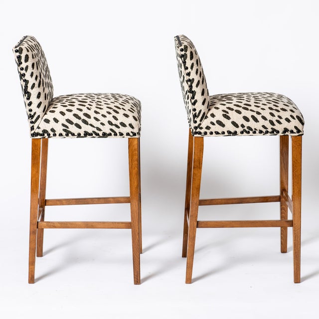 Pair of Modern Snow Leopard Bar Height Stools | Chairish
