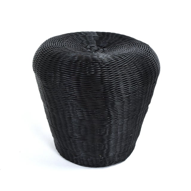 Late 20th Century Vintage Black Woven Wicker Ottoman Chairish
