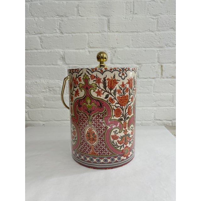 1970s Decorative Linen Fabric Ice Bucket | Chairish