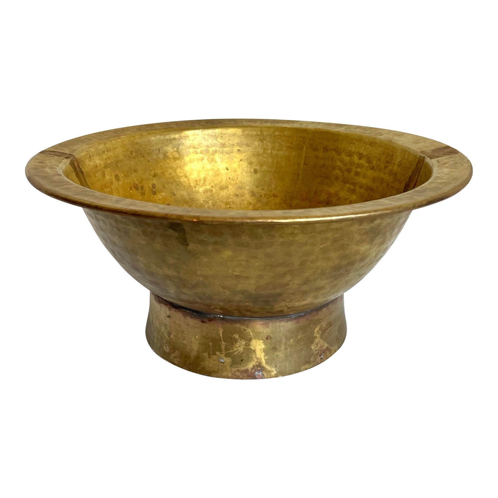 Vintage Hammered Brass Centerpiece Bowl | Chairish