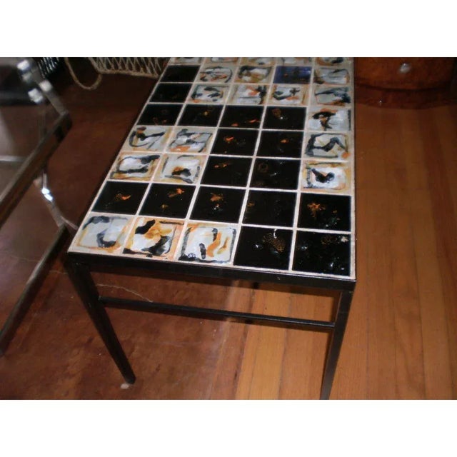 Mid-Century Modern Roger Capron Style Tile Topped Table | Chairish