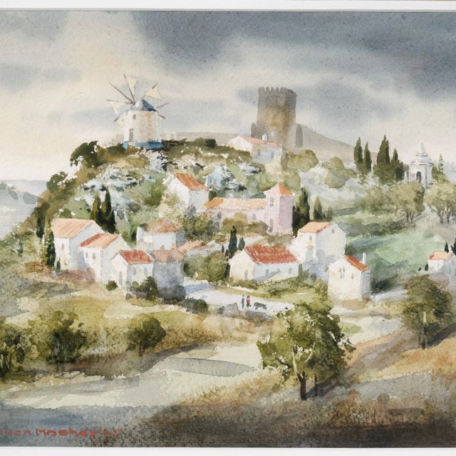1993 Donald Allen Mosher "Obidos, Portugal" Hand Signed Wooden Framed ...