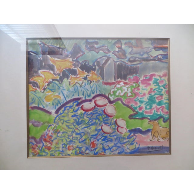Early 20th Century Gouache Jardin Au Chien Drawing by Paul Mascart ...