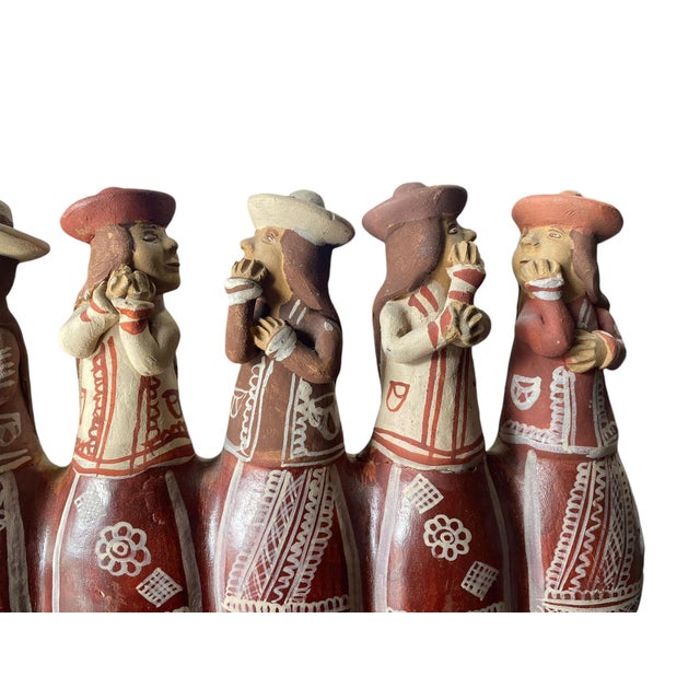 Peruvian Folk Six Women Figures Whistle Terra Cotta Pottery 12" W ...