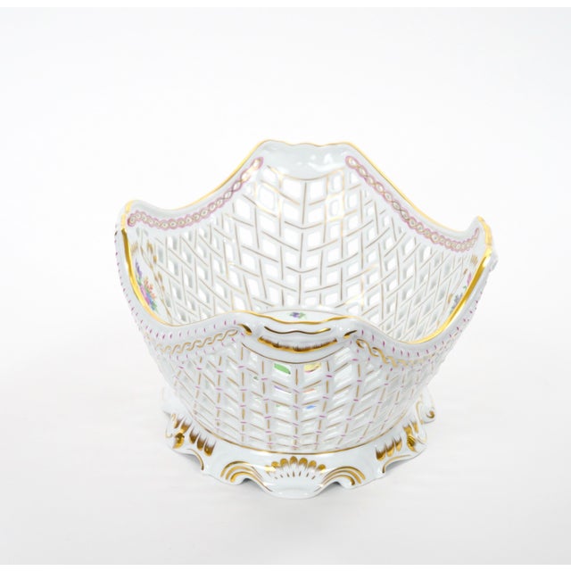 Large Herend Hungarian Porcelain Reticulated Centerpiece Floral Motif ...