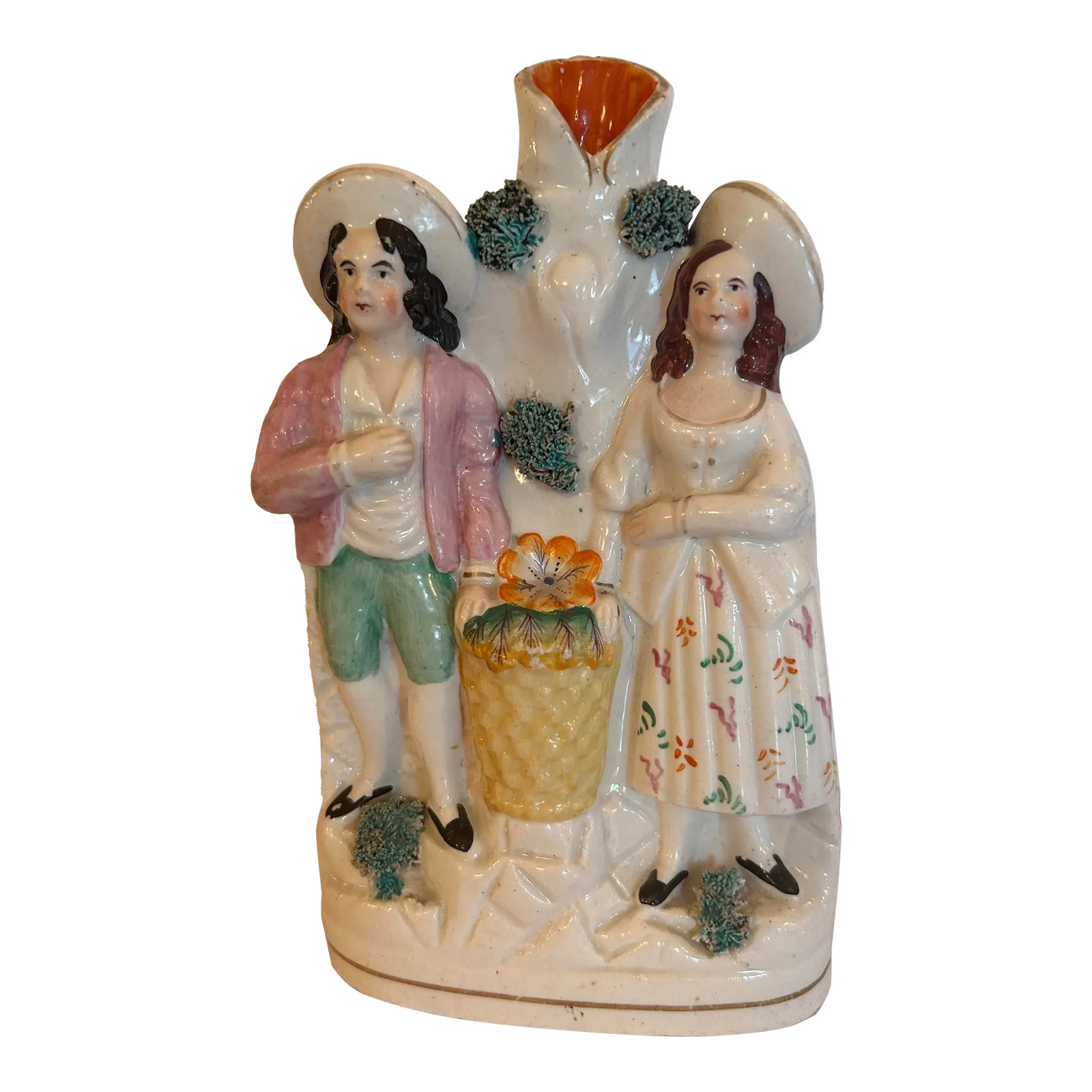 Antique Staffordshire Flatback Spill Vase Depicting a Man and Woman ...