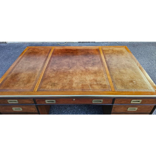 Vintage Baker Furniture Collector's Edition Campaign Style Leather Top ...