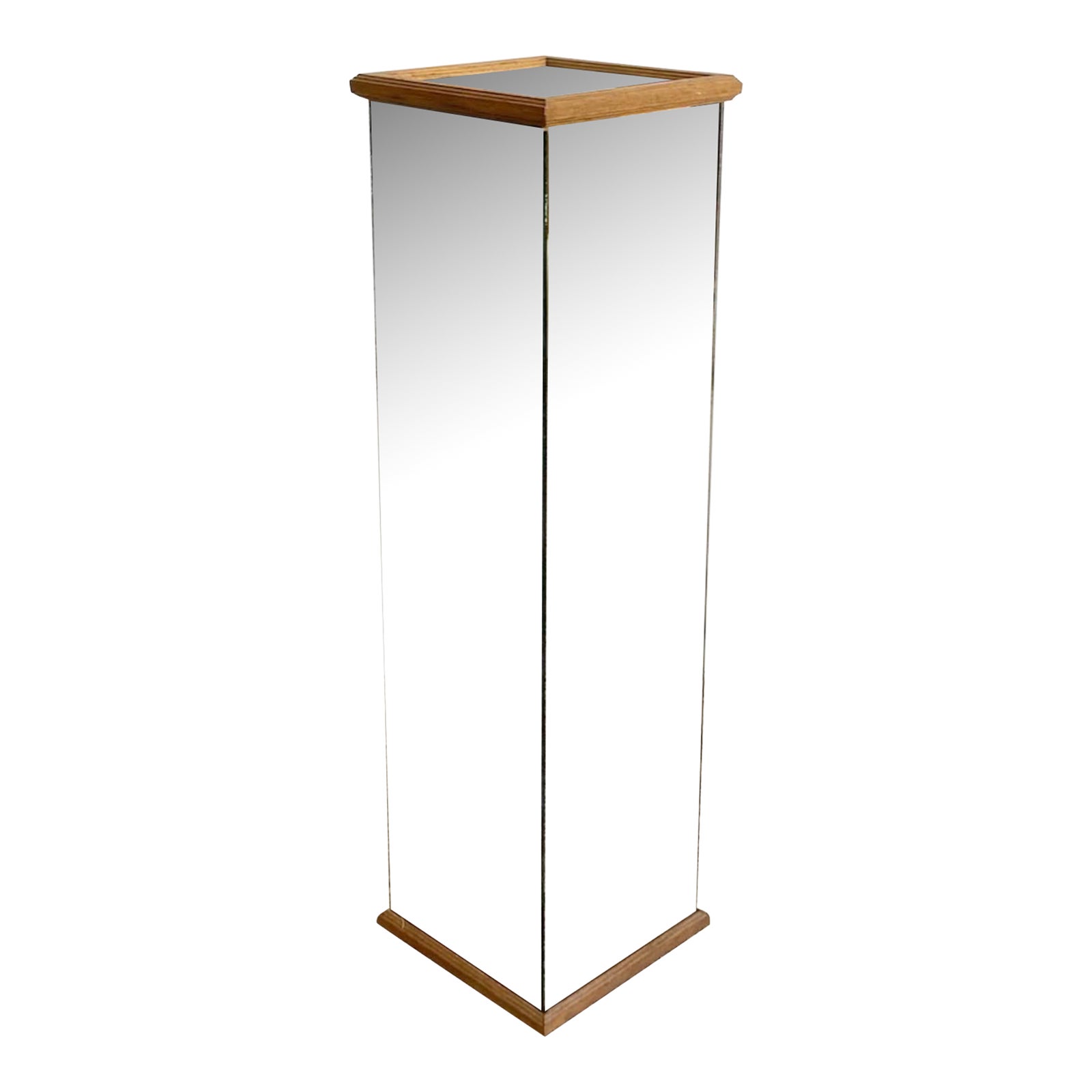 Postmodern Mirrored Rectangular Prism Pedestal | Chairish