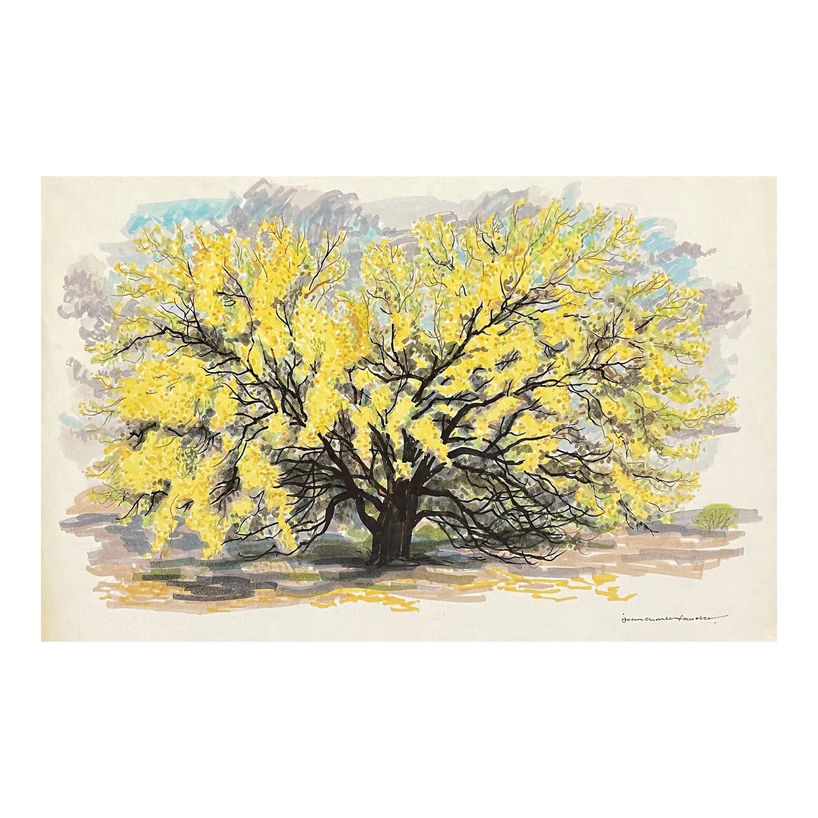 1960s Jean Charles Faucher Spring Landscape Painting | Chairish