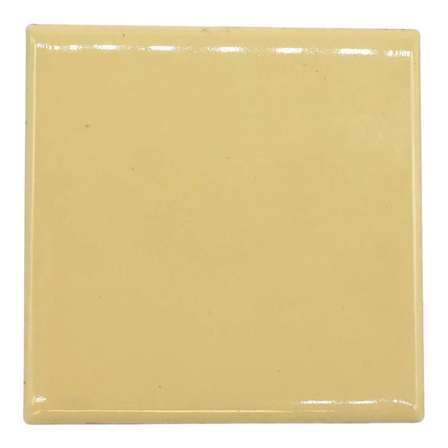 Vintage 4.25 In. Pale Yellow Square Wall Tile | Chairish