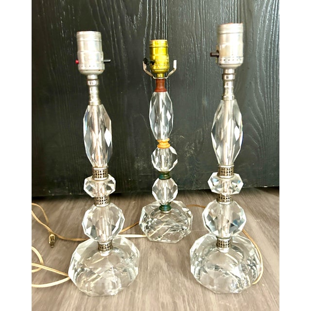 Vintage Crystal Lamps, Set of Three | Chairish