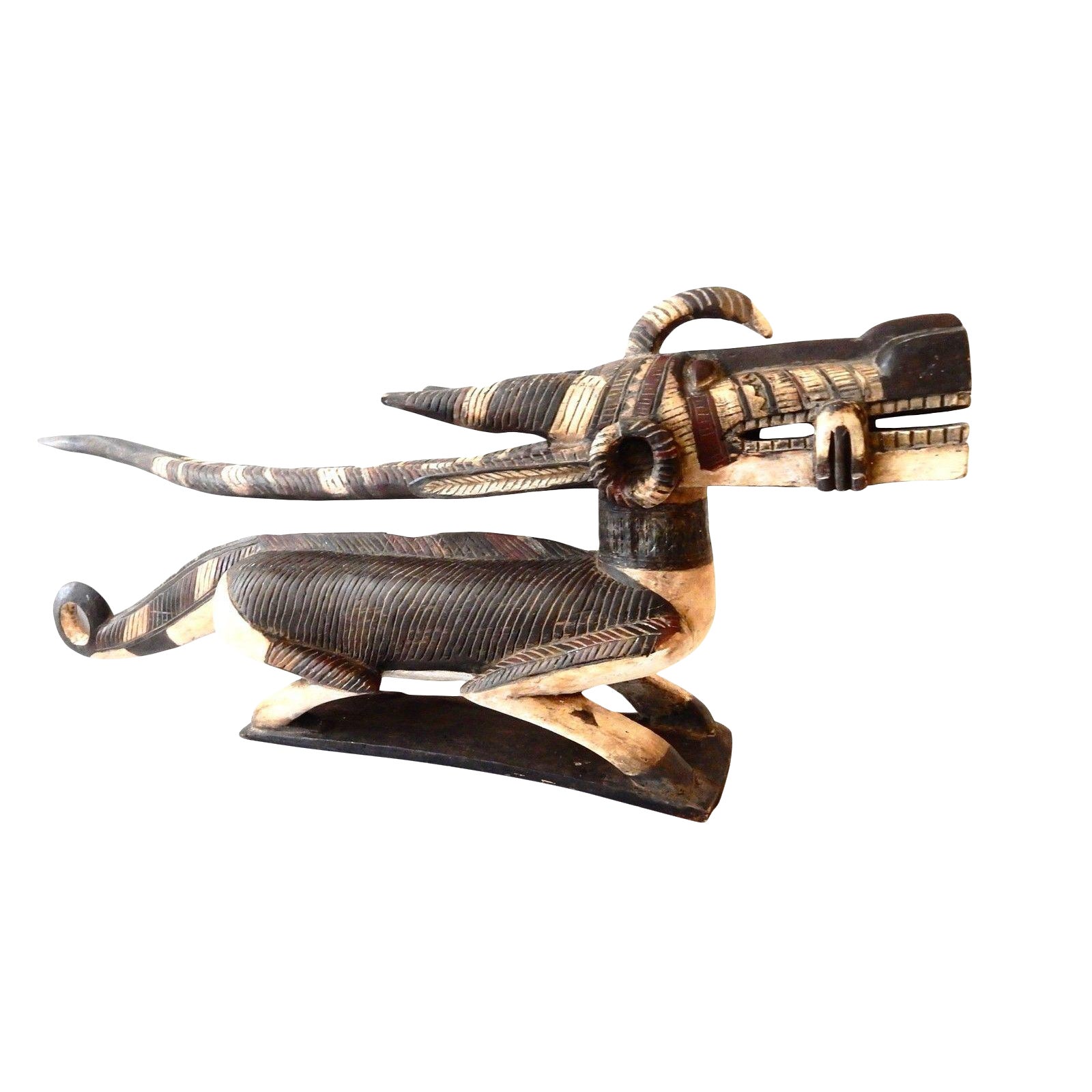 Mansion Size Bambara Chiwara Wood Sculpture | Chairish