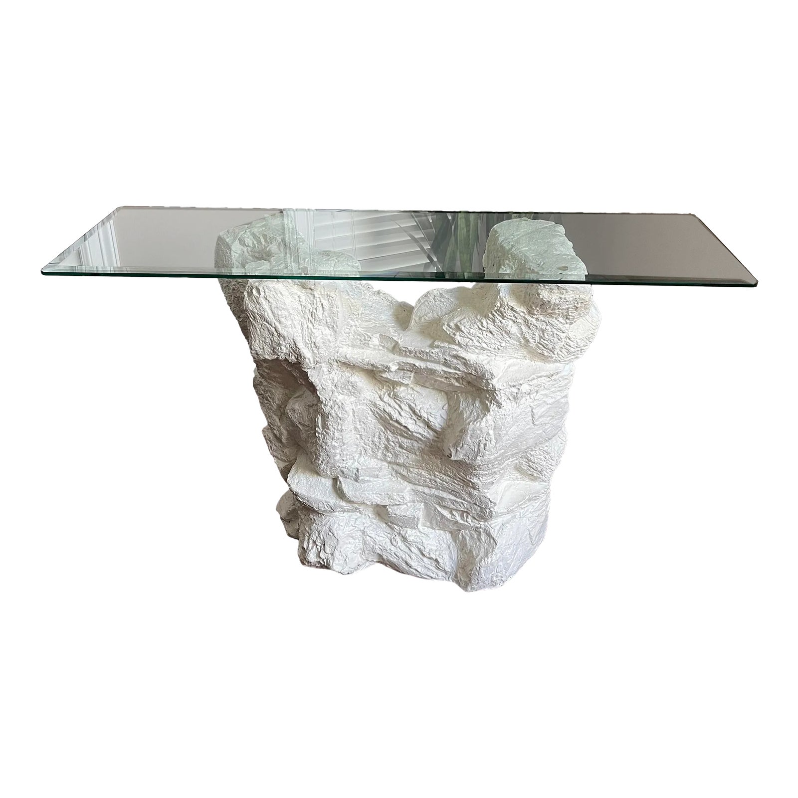 Sirmos Plaster Faux Rock Console Table | Chairish
