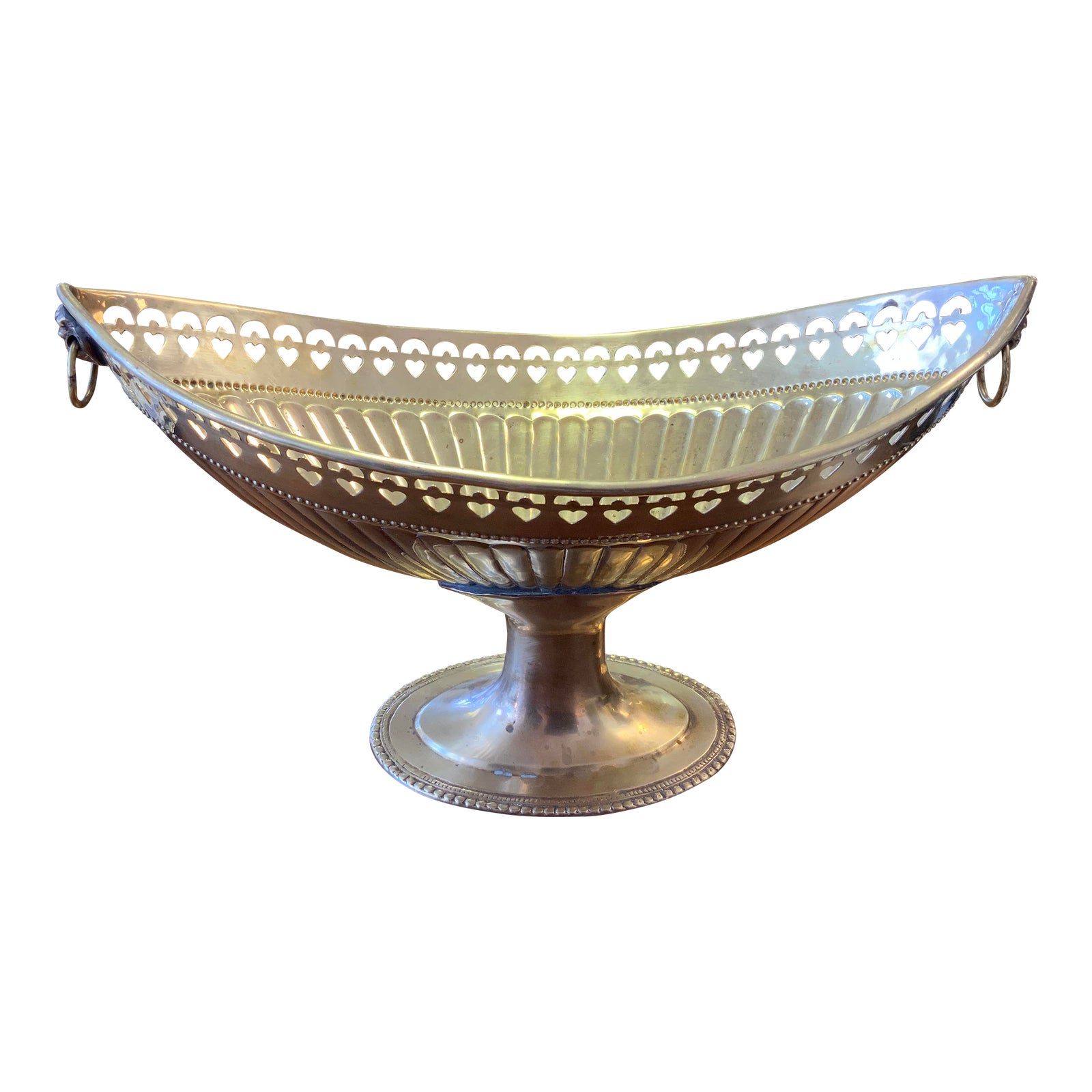 21st Century Regency Style Brass Compote With Reticulated Edge and ...