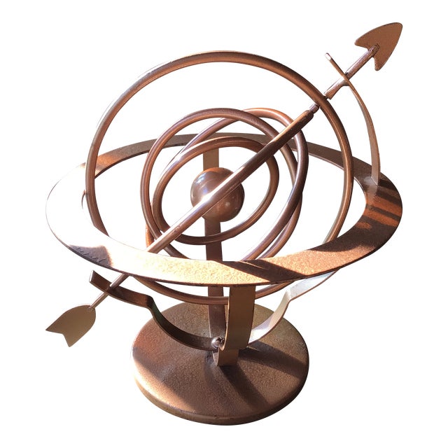Vintage Metal Armillary Sphere Globe With Arrow | Chairish