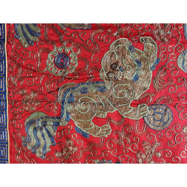 Mid 20th Century Silk & Gold Thread Chinese Embroidery | Chairish