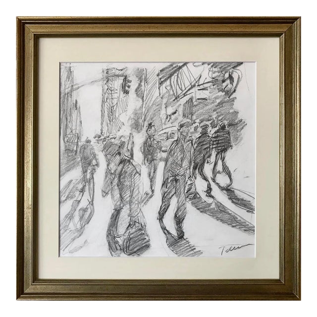 Original Drawing "Figures Time Square New York “ by Tom Christopher ...