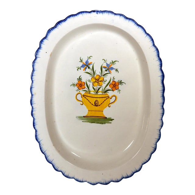 Shell-Edge Prattware Oval Pearlware Dish Painted With an Urn of Flowers ...