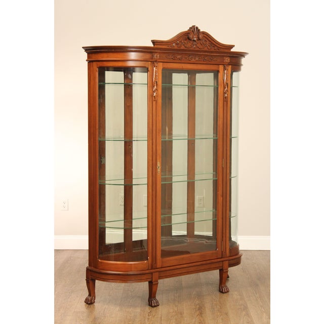 Antique Victorian Renaissance Revival Carved Walnut Bowfront China ...