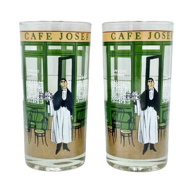 Vintage Cera Cafe Josef French Waiter Barware Highball Cocktail Glasses ...