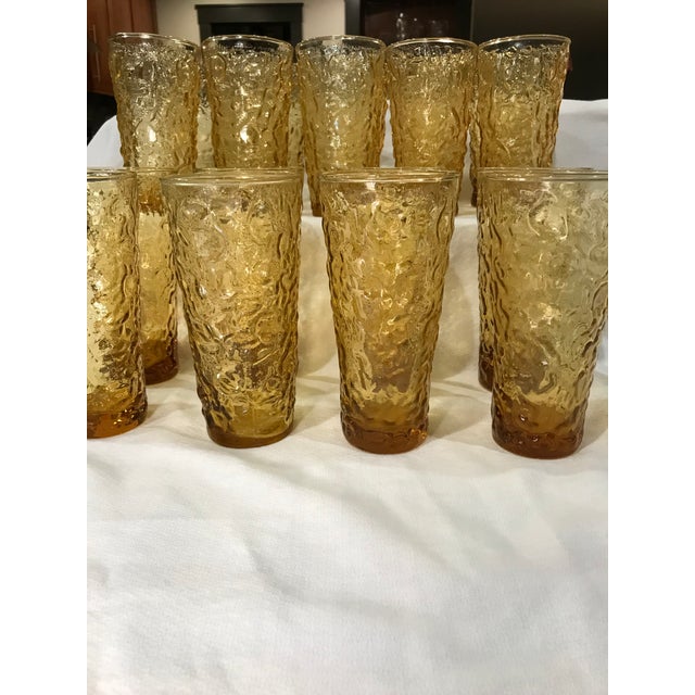 Vintage 1970s Anchor Hocking Glassware Crinkle Lido Milano Honey Gold