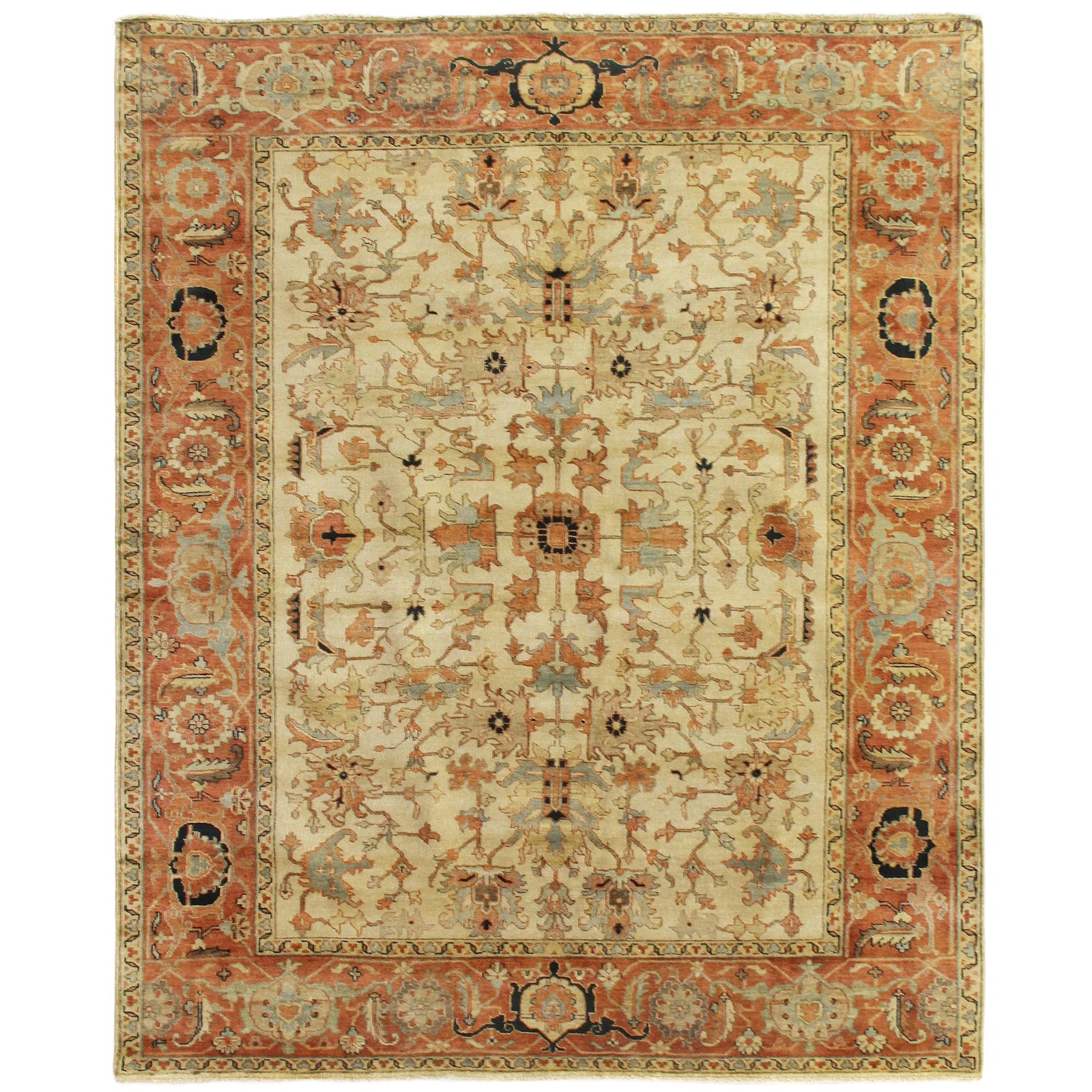 Exquisite Rugs Serapi Hand knotted Wool Ivory/Red Rug-14'x18' | Chairish