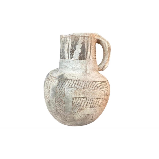 Anasazi Chaco Native American Pottery, Black on White Pitcher | Chairish