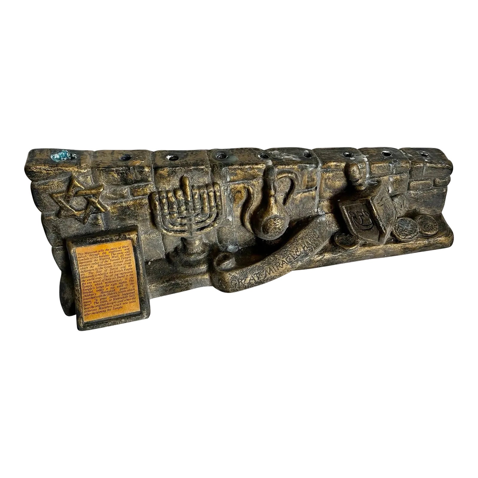 Vintage Ceramic “Story of Hanukkah” Menorah/Chanukia | Chairish