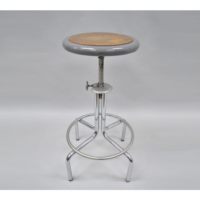 Vintage Industrial Metal Machinist Drafting Stool | Chairish