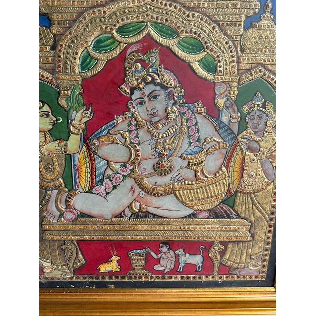 1950s Mid Century Tanjore Painting Krishna South India Indian Gold ...